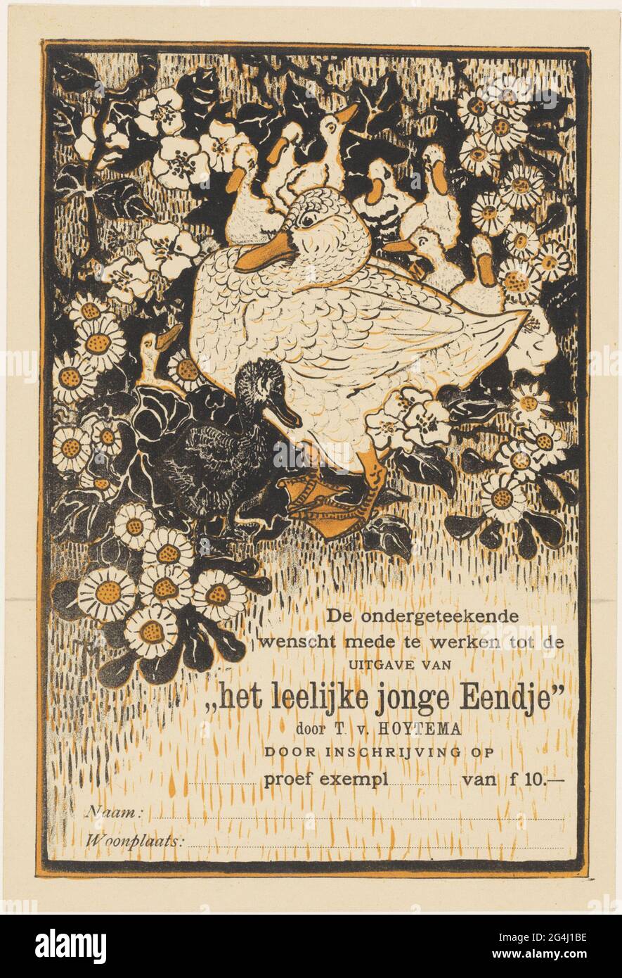 Order card for test copy of 'The Upney Young Duckling'. A duck with ...