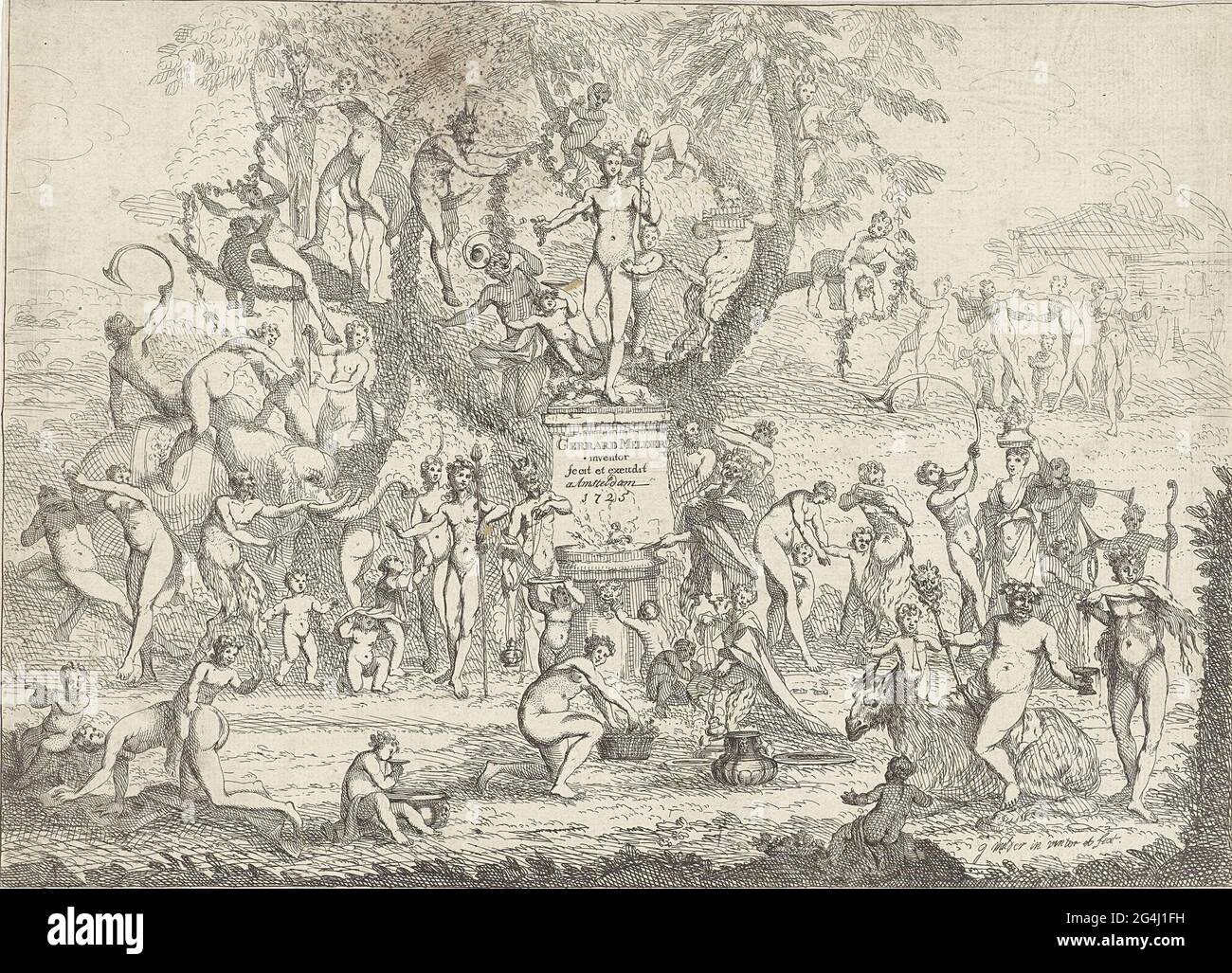 . In the middle, Bacchus is on a pedestal, for which an altar is placed ...