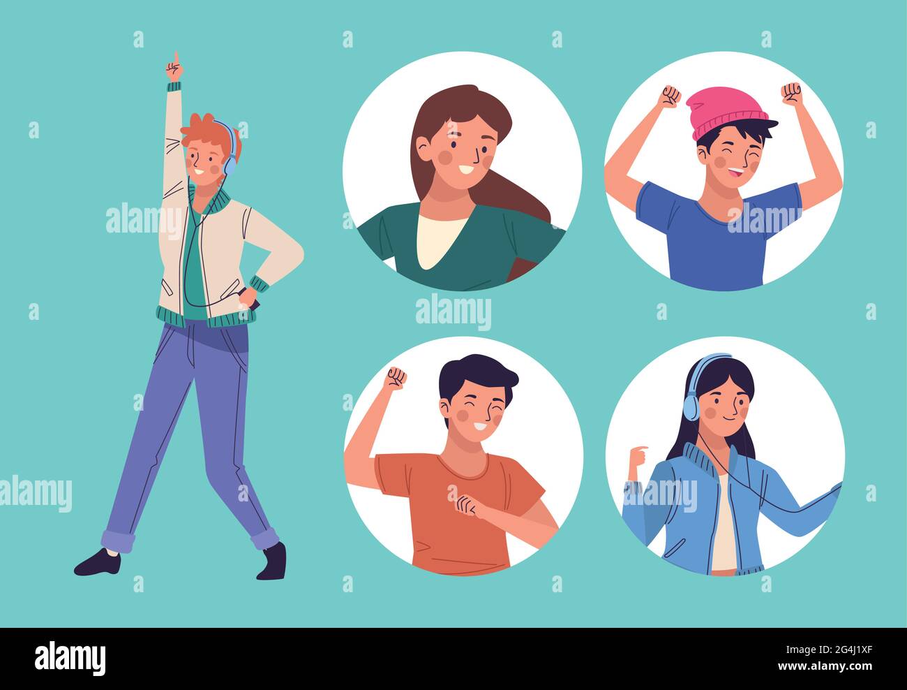 five persons dancing Stock Vector Image & Art - Alamy