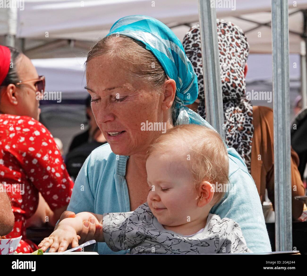 Conservative Russian Orthodox "Old Believers" dressed in tratitional ...