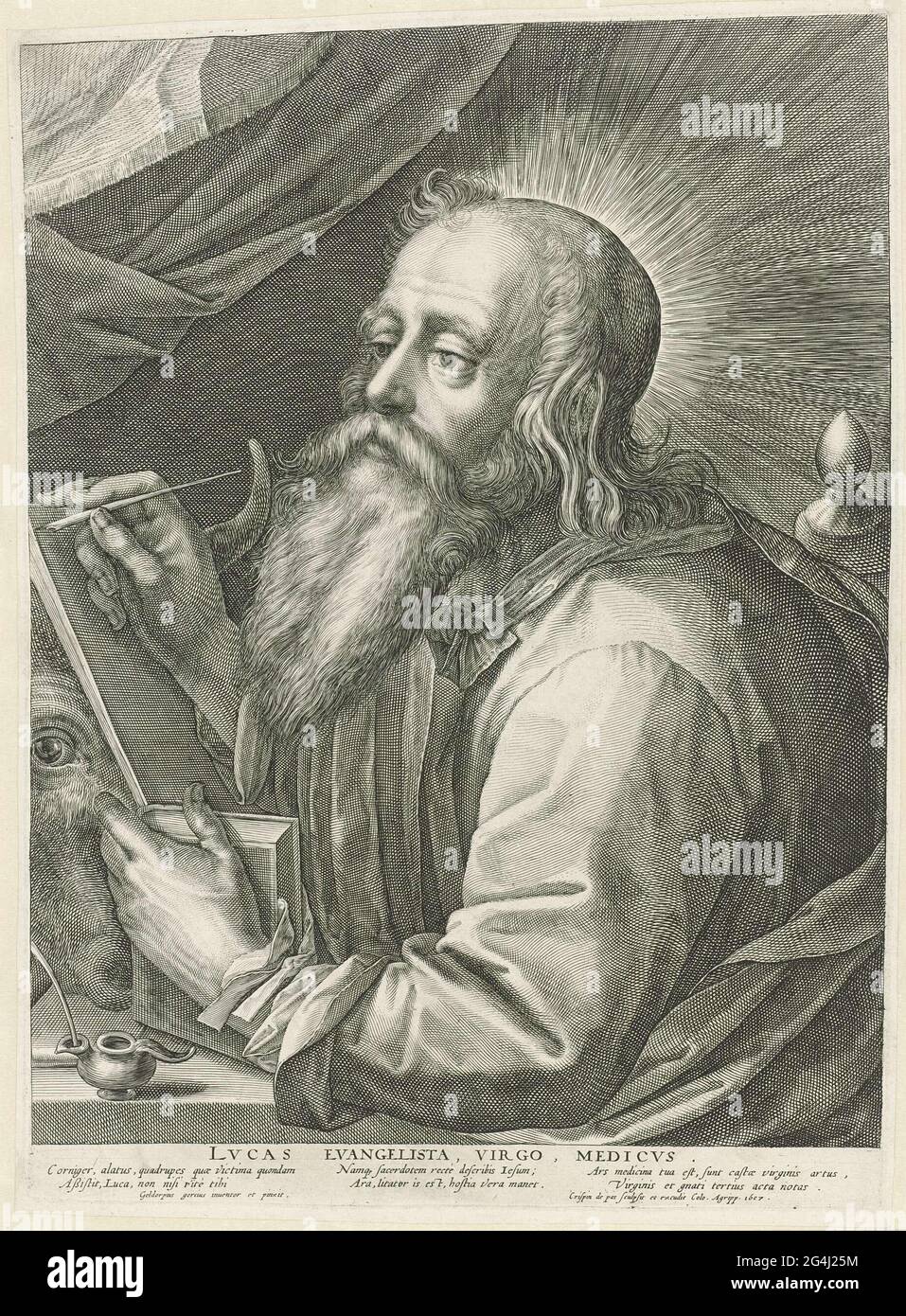 . Bust of the Evangelist Lucas, painting. In the background, the OS ...