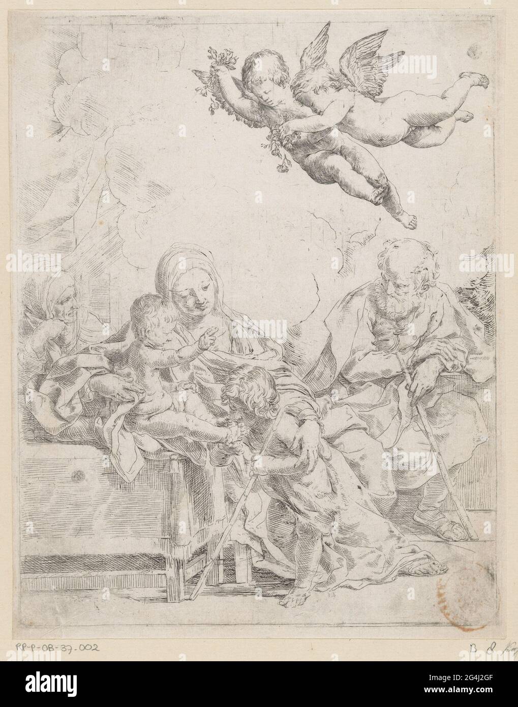 Holy family with the young John the Baptist and Elisabet. The young ...