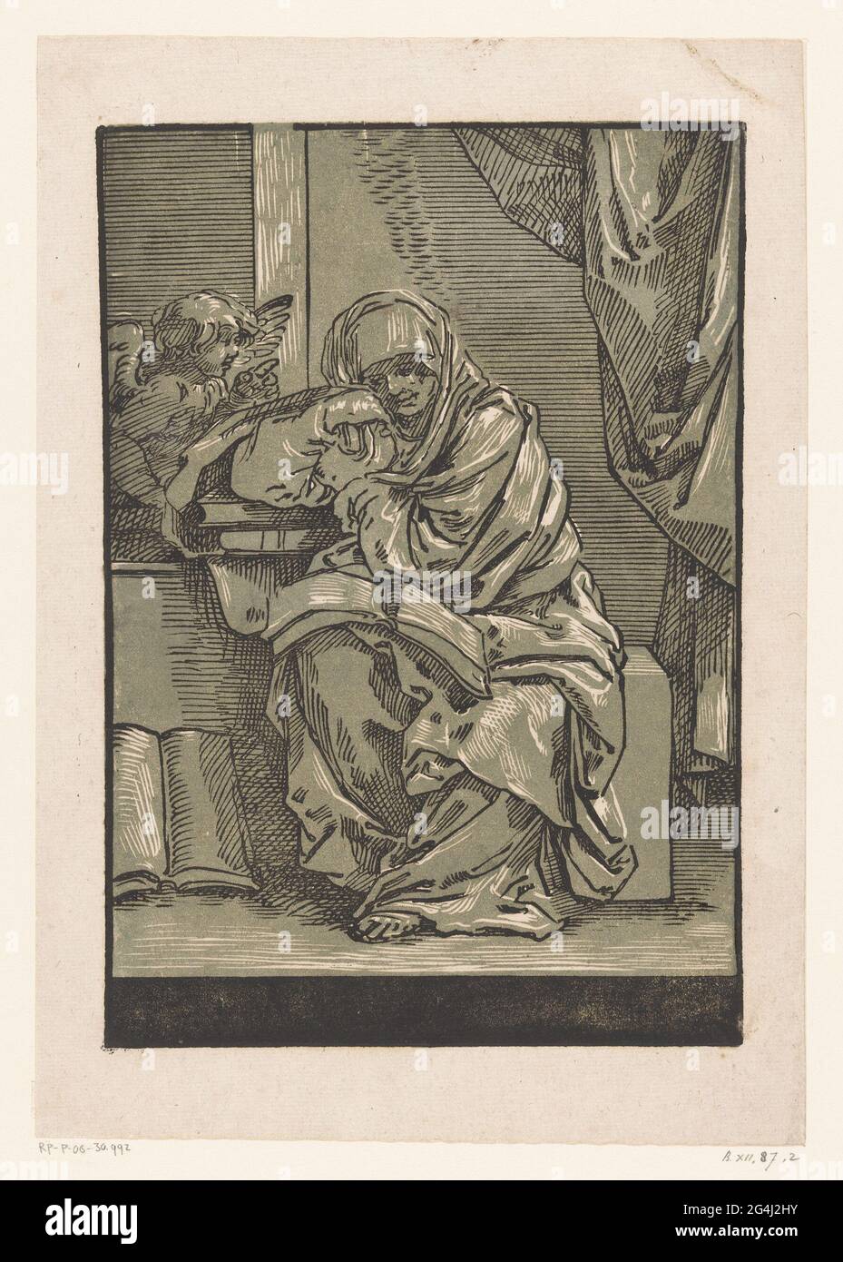 Sibille. A sibille, sitting with the head resting on her hand and with ...