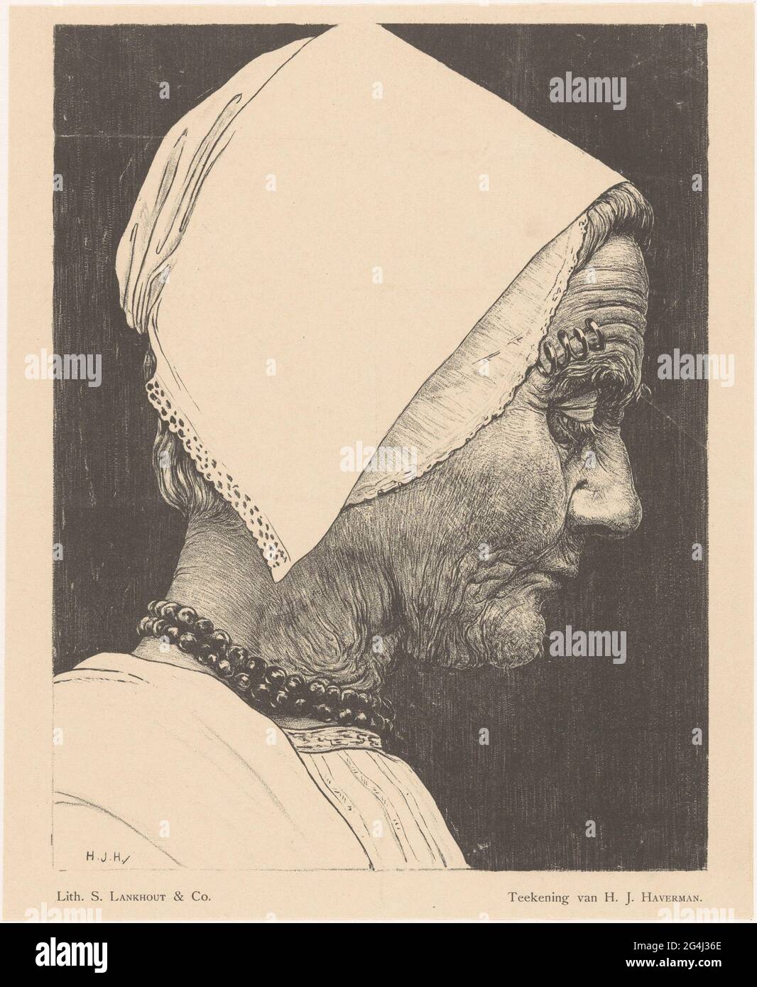 Farmer of Walcheren. The head of a woman in Walcherse traditional ...