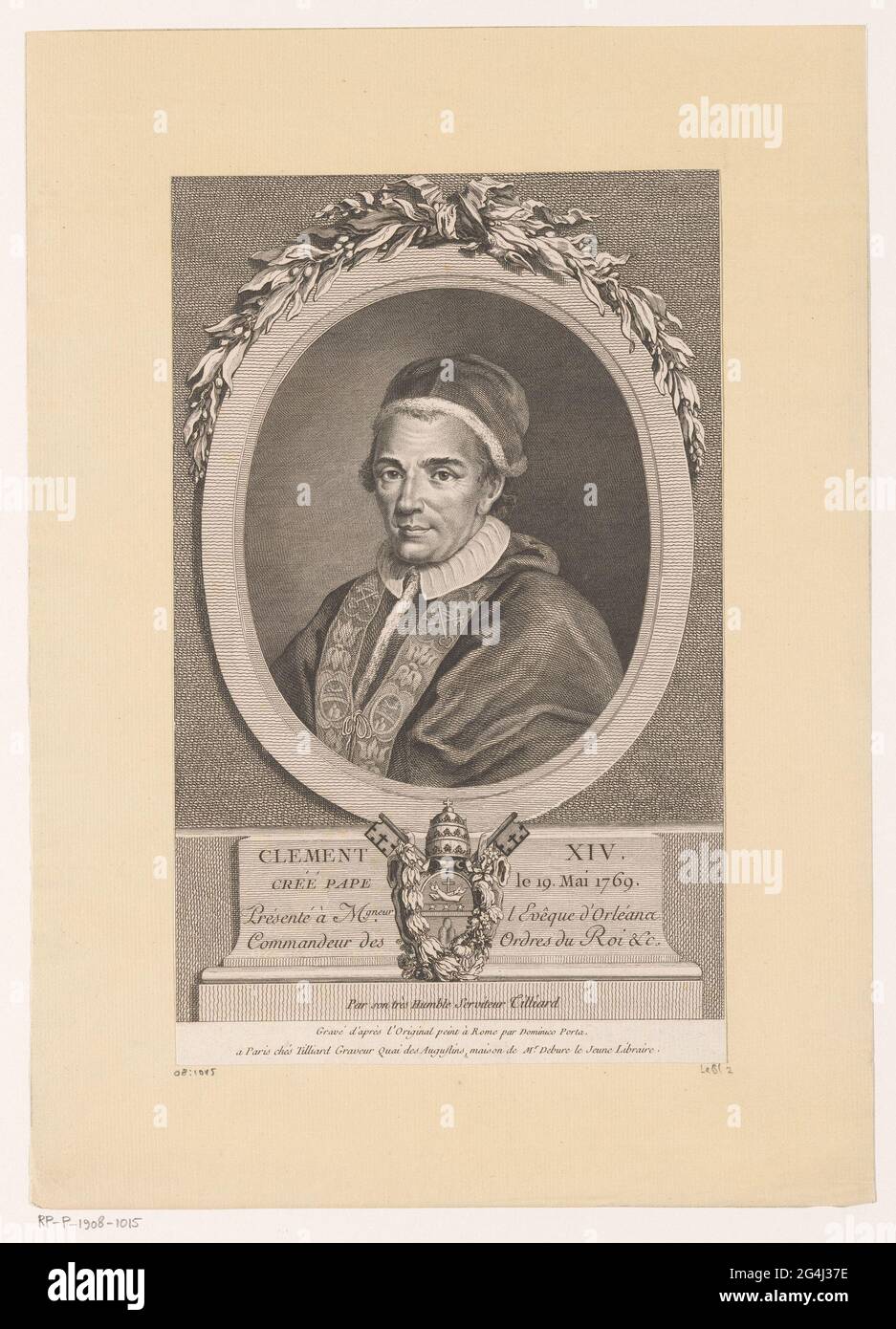 Portrait of Clemens XIV in oval list Stock Photo - Alamy