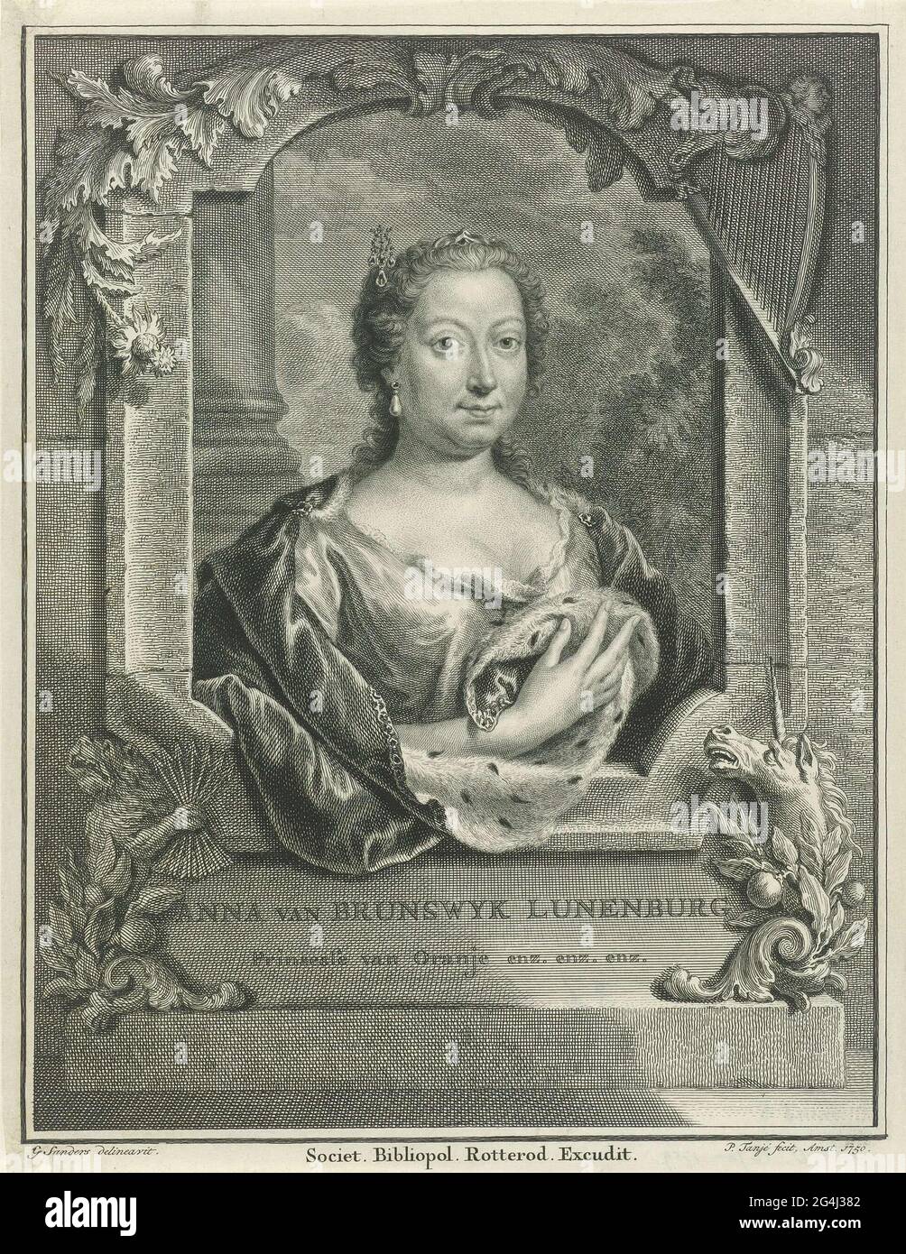 . Portrait of Anna van Hanover, Princess of Orange-Nassau, surrounded ...