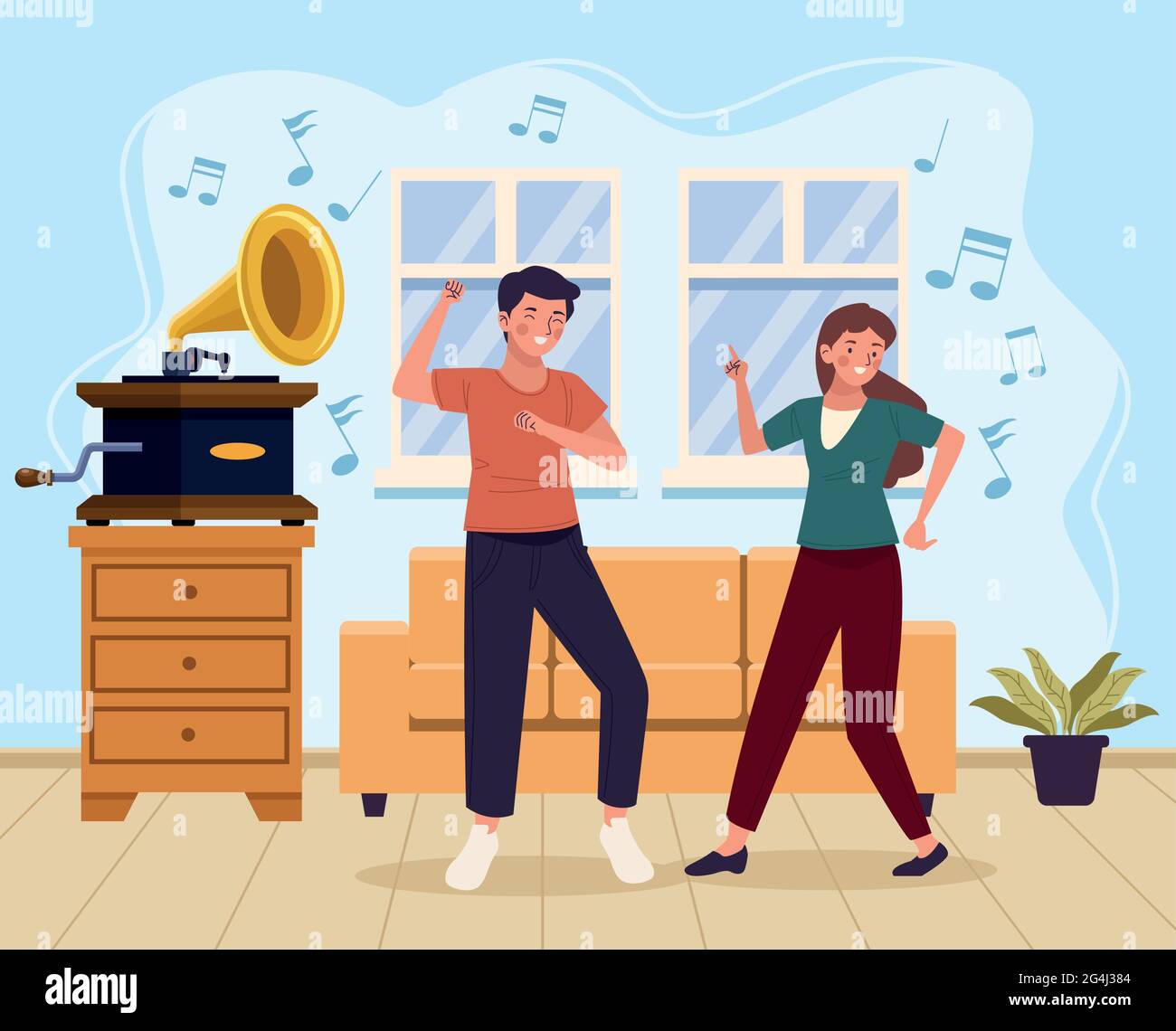 dancers couple in home Stock Vector Image & Art - Alamy