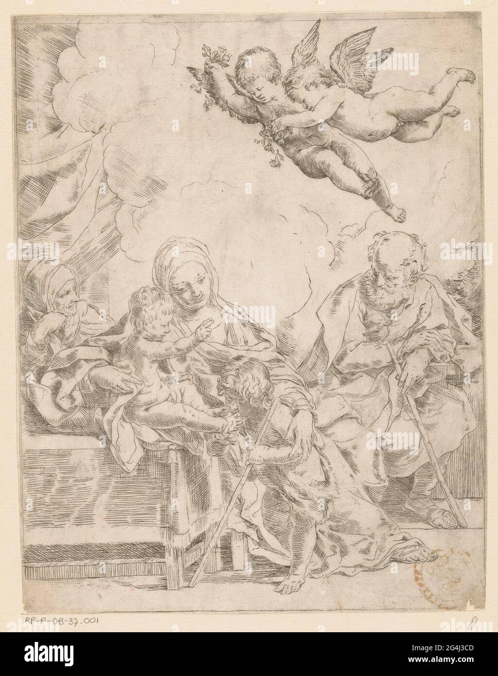 Holy family with the young John the Baptist and Elisabet. The young ...