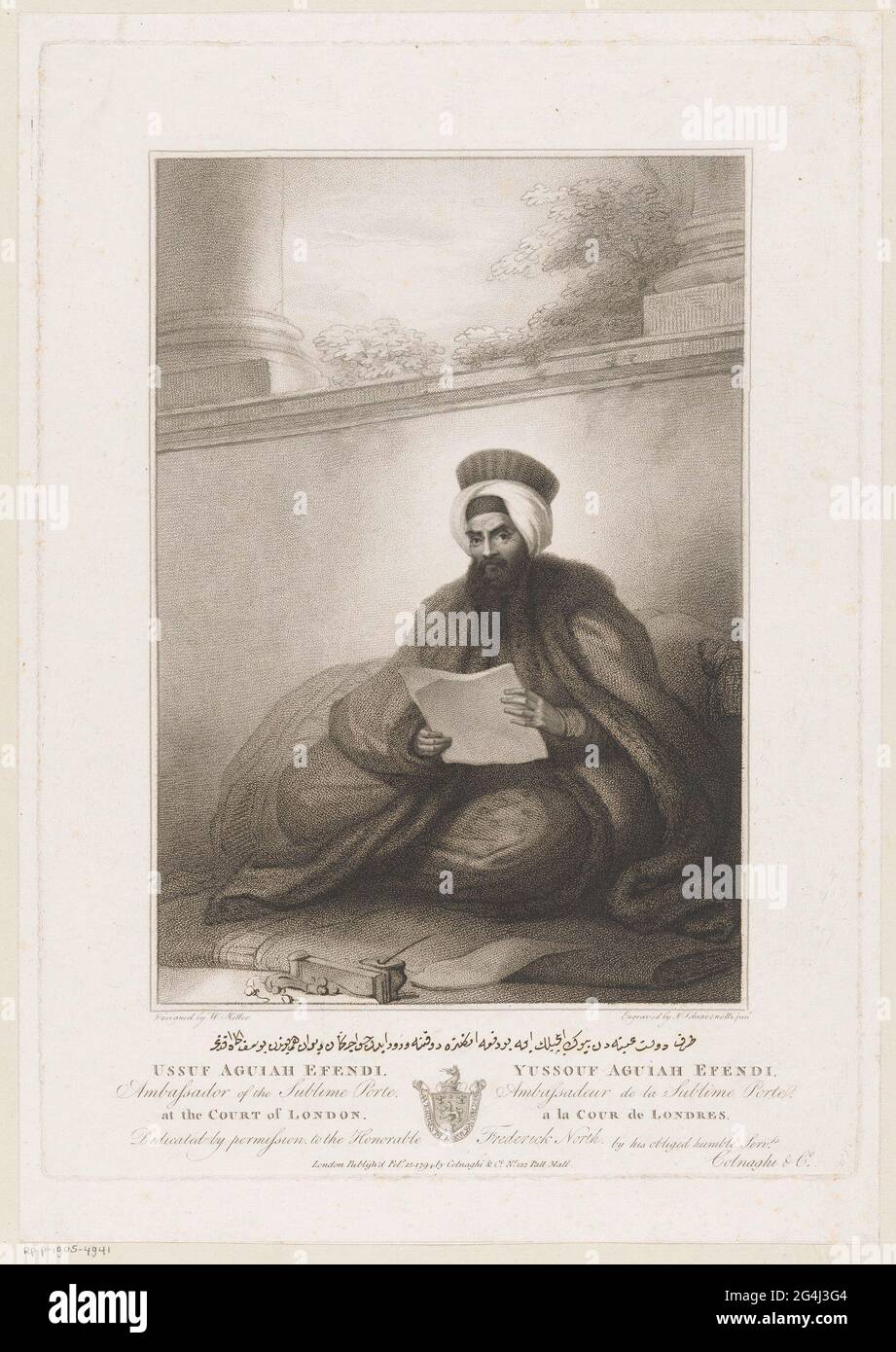 Portrait of Ambassador Yussouf Aguiah Efendi; Portraits of men working ...