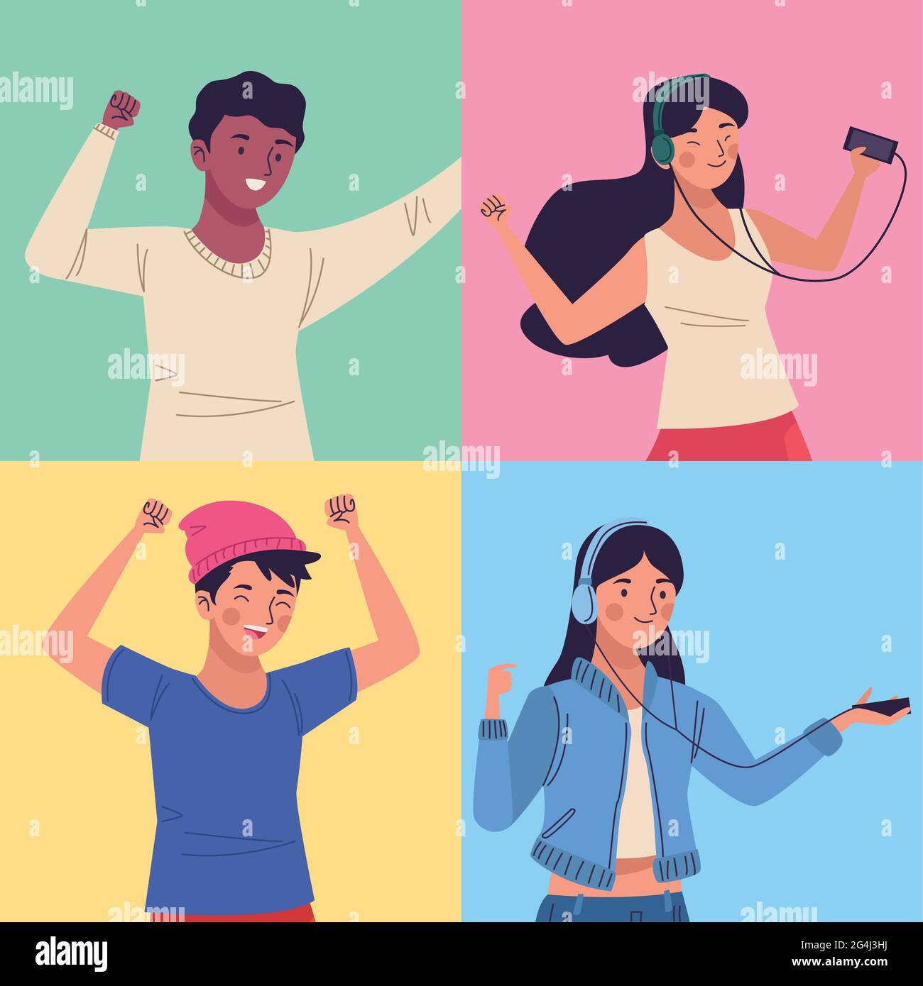 four persons dancing Stock Vector Image & Art - Alamy