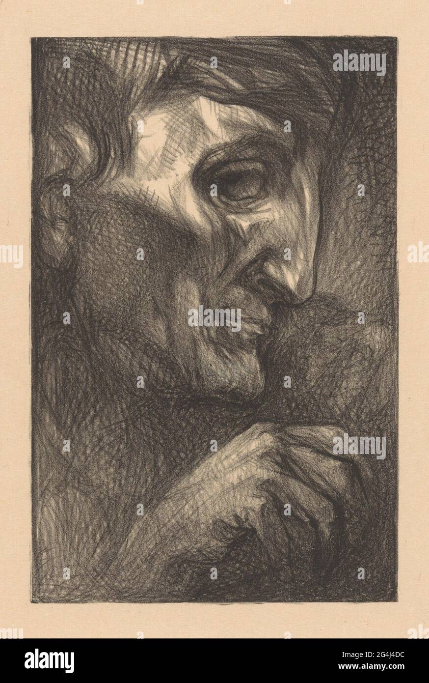 Head and hand of a man. The head and hand of a man seen in profile ...