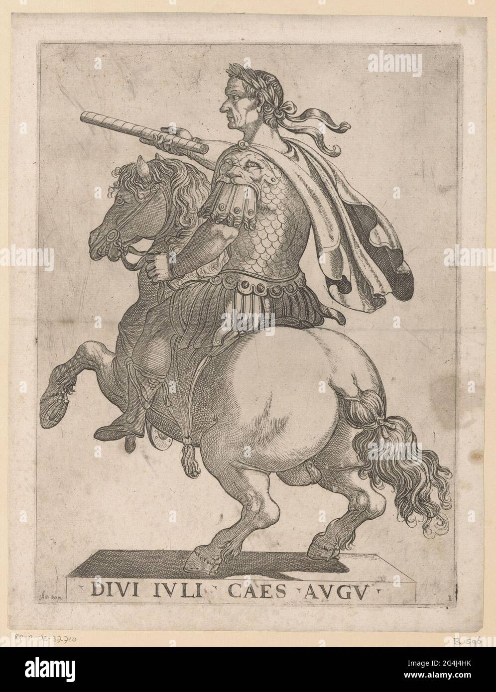 Emperor Julius Caesar on horseback; The first twelve Roman emperors on ...