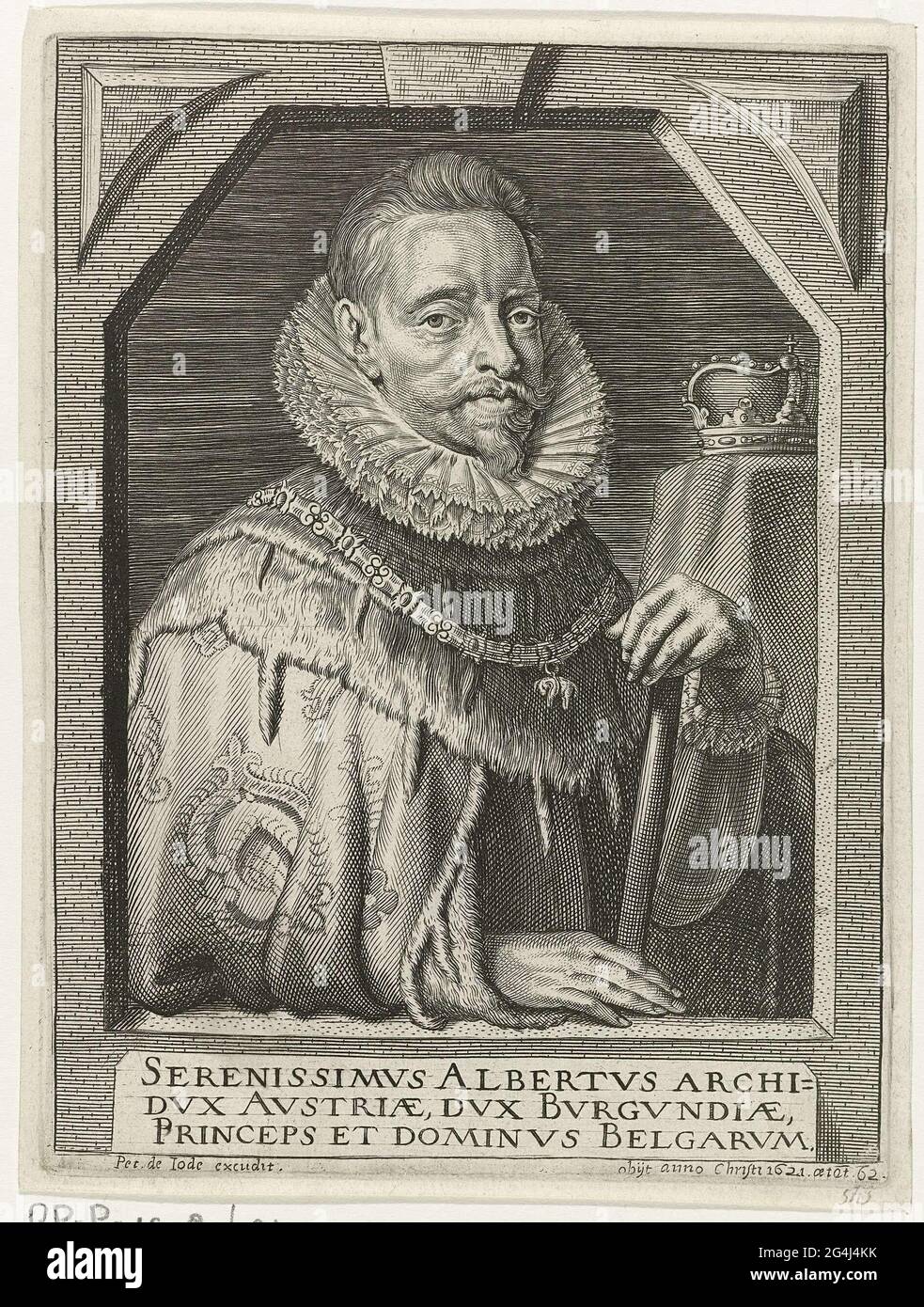 . Bust portrait of Albrecht, at the age of 62. He is wearing a cloak ...
