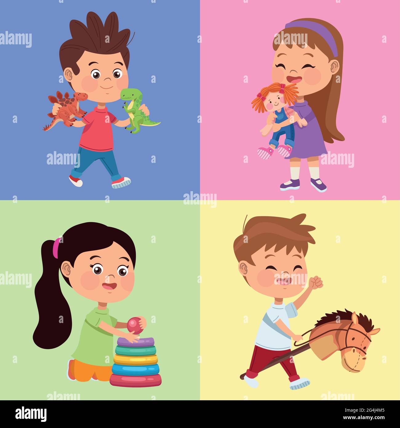 four kids playing Stock Vector Image & Art - Alamy