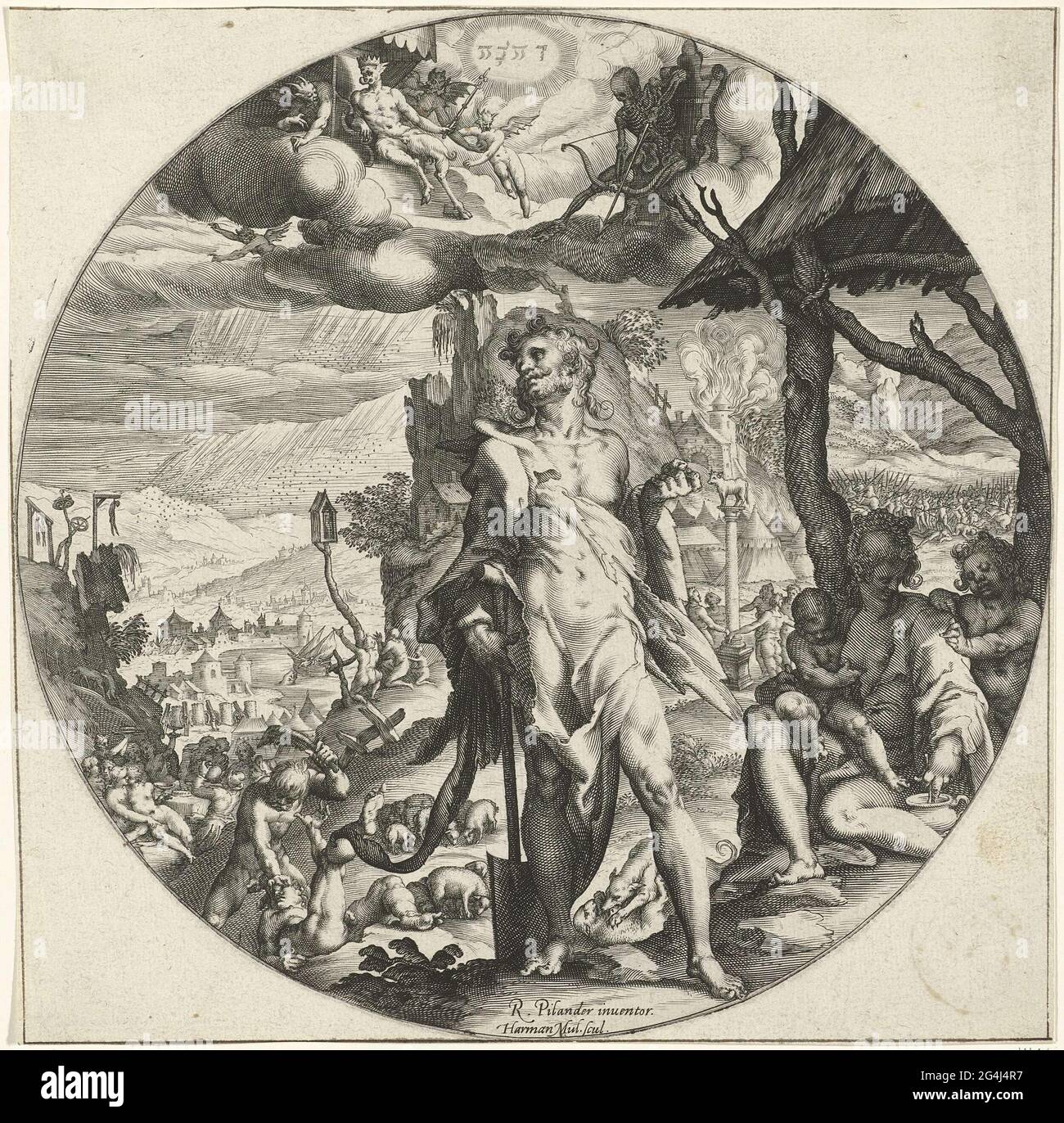 . Adam, who had to edit the earth after the fall, stands with a shovel ...