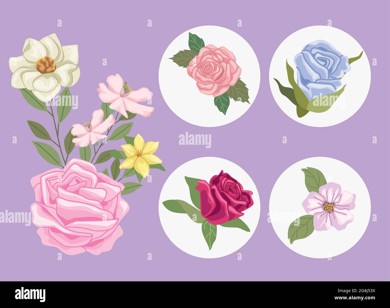 Number five flowers Stock Vector Images - Alamy