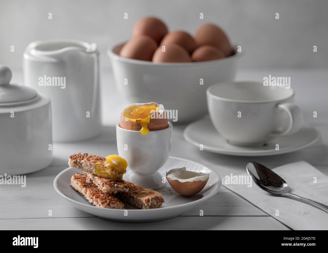 Soft boiled egg breakfast Stock Photo - Alamy