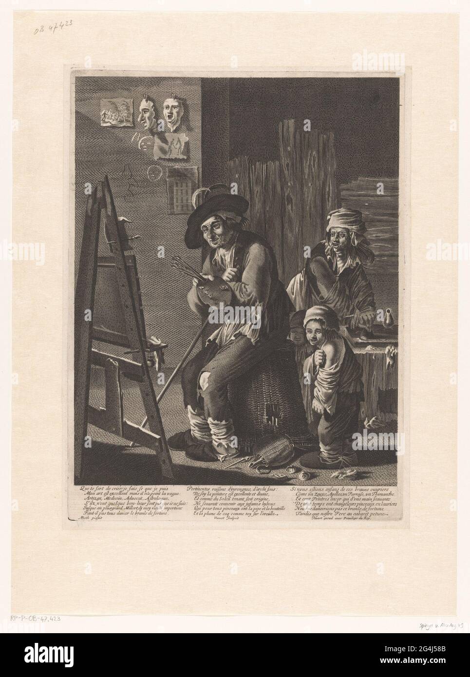 Poor painter with his family in studio Stock Photo - Alamy