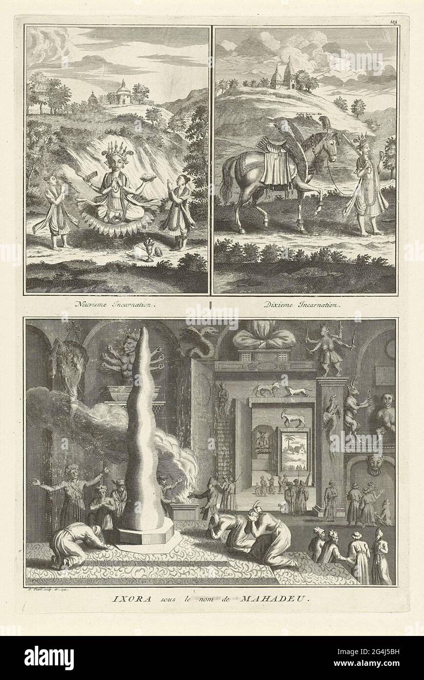 . Sheet with two performances of incarnations from the Hinduism and the ...