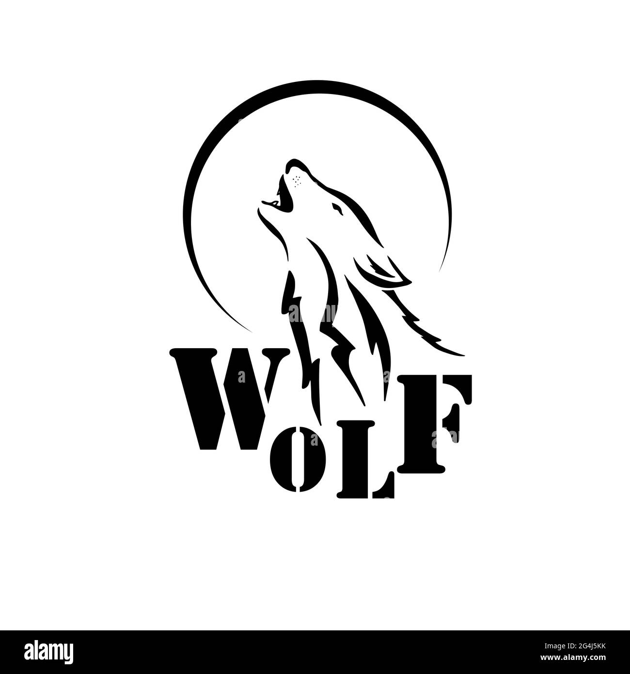 Wolf howling at the moon logo. Vector illustration Stock Vector Image ...