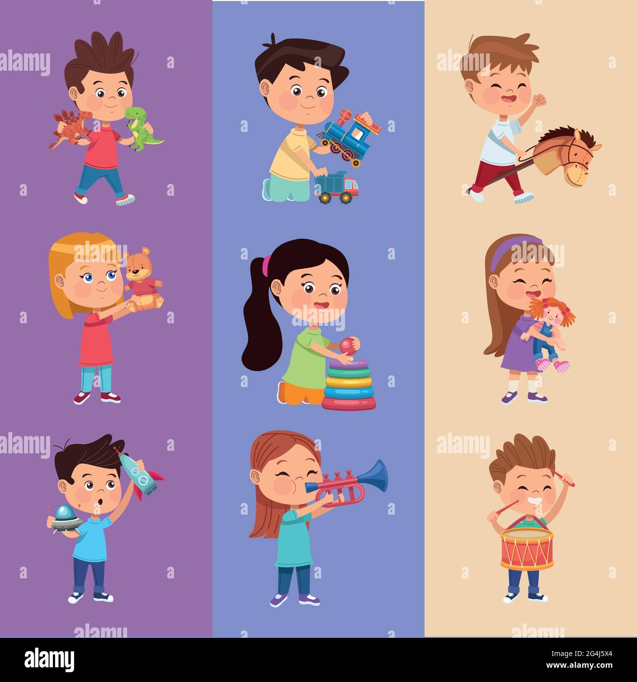 nine kids playing Stock Vector Image & Art - Alamy