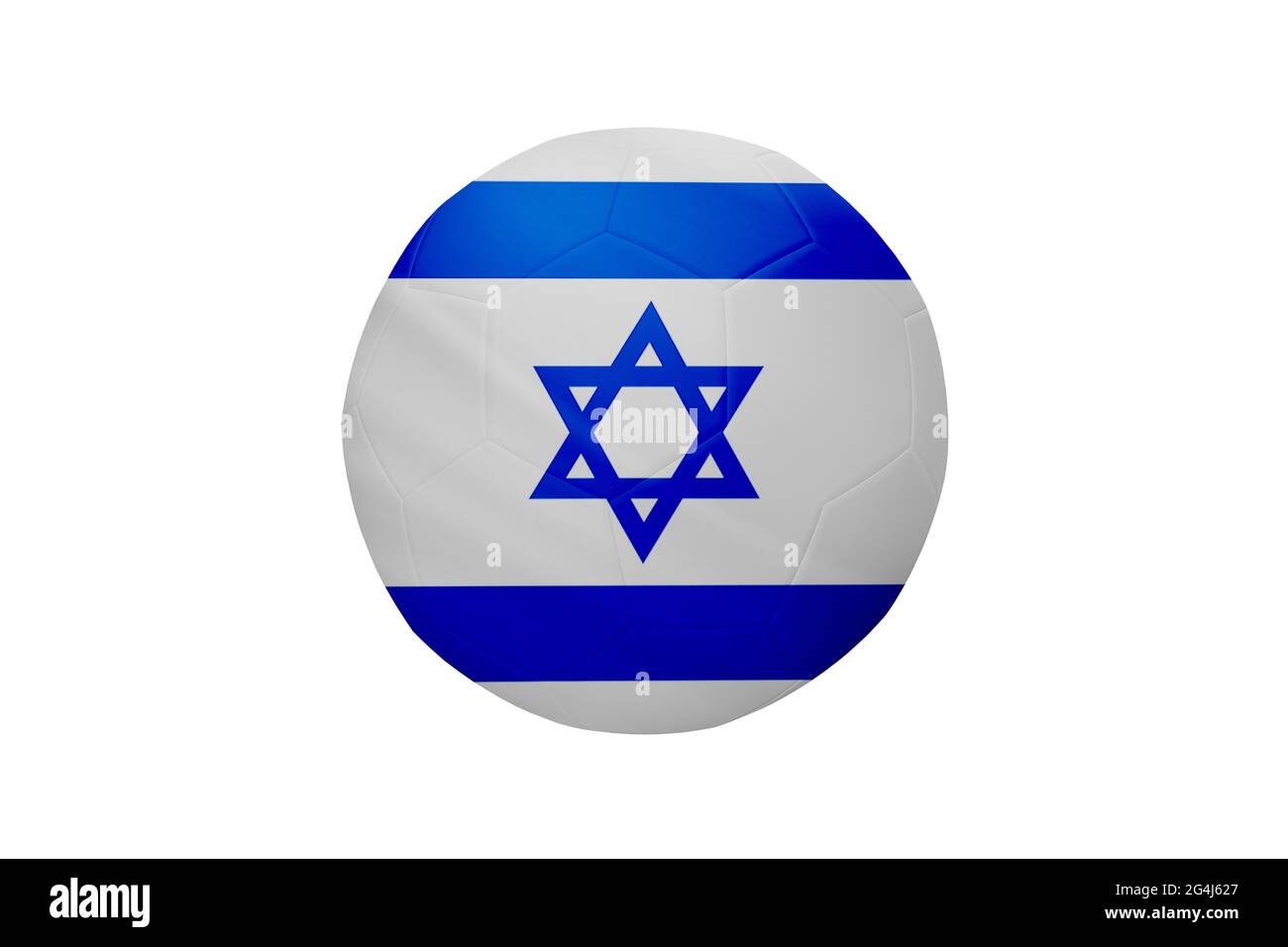Football in the colors of the Israel flag isolated on white background ...