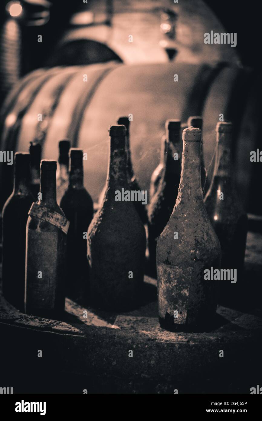 Old dusty bottles hi-res stock photography and images - Alamy