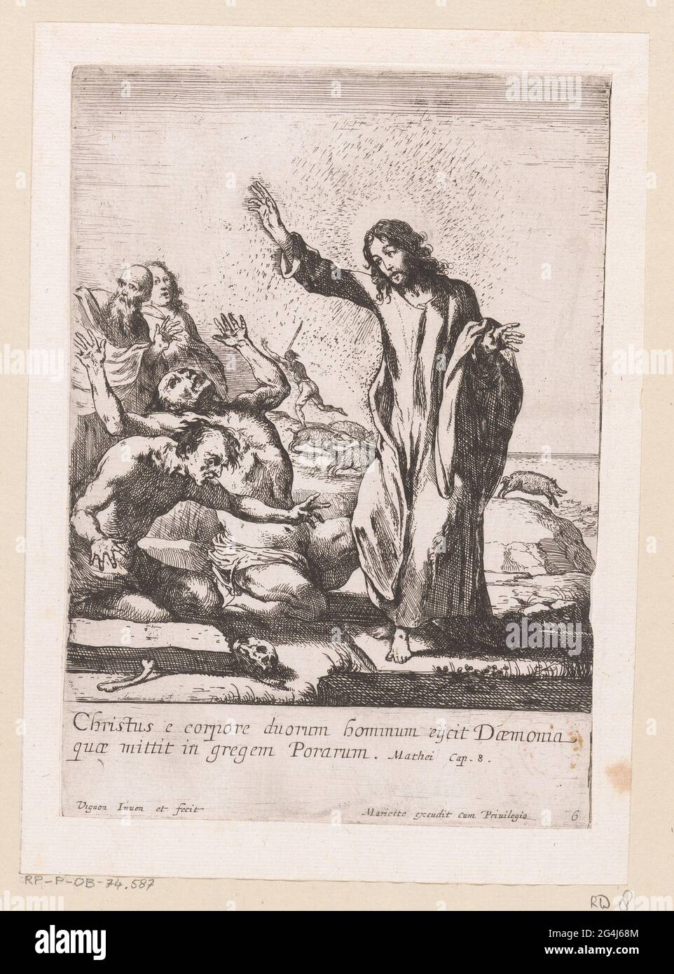 Christ relieves owned two demons; The miracles of Jesus Christ Stock ...