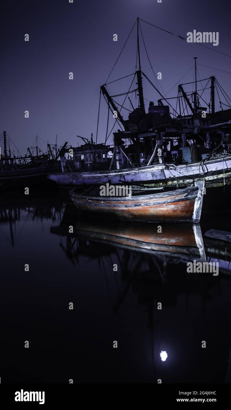 The fishing boat parked at fish harbor, in Karachi Pakistan. The ...