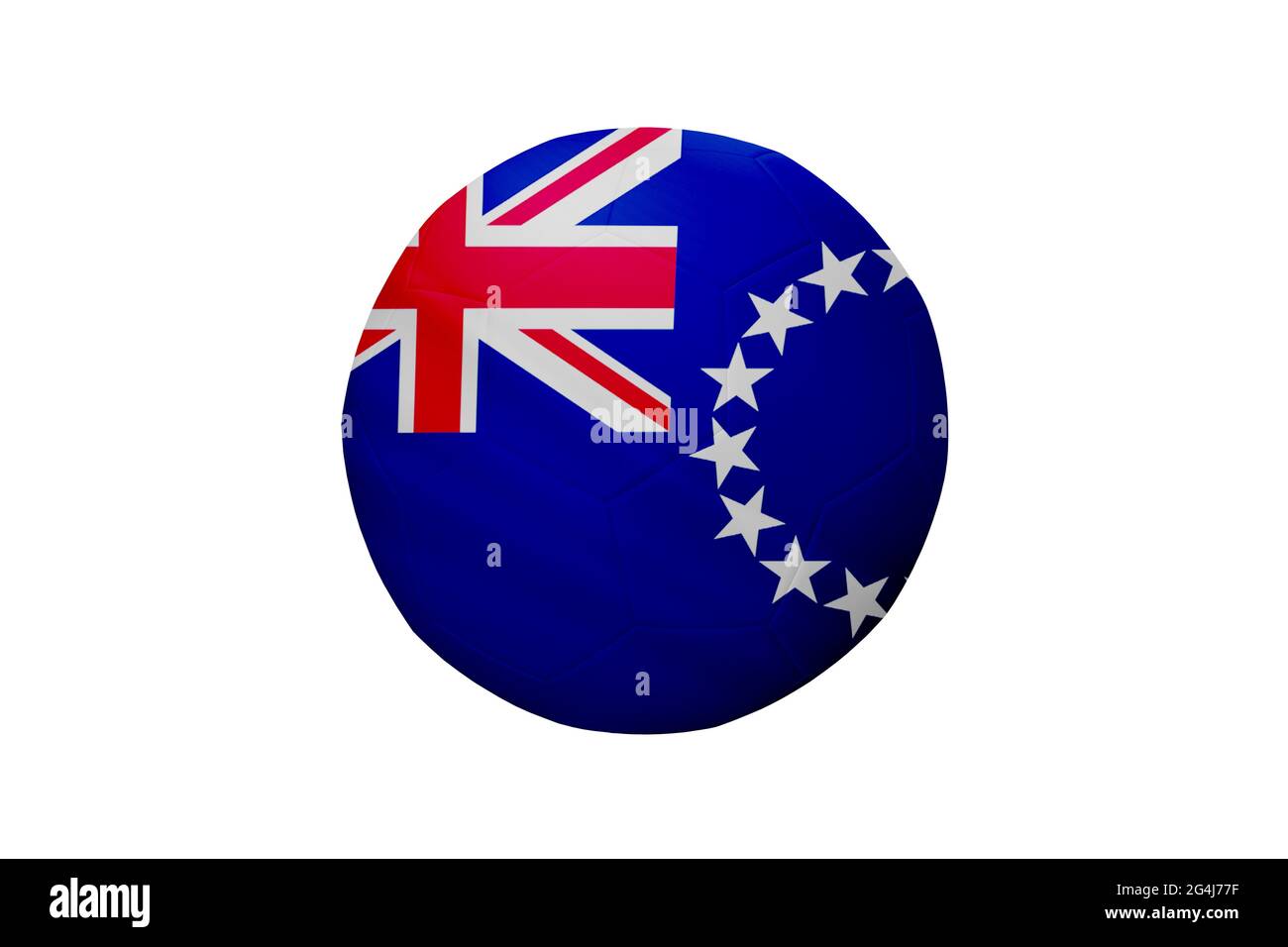 Football in the colors of the Cook Islands flag isolated on white ...