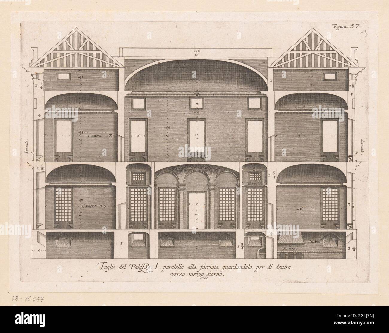 Cross section of the Palazzo Rostan Reggio to Genoa; Palace Cut. I ...