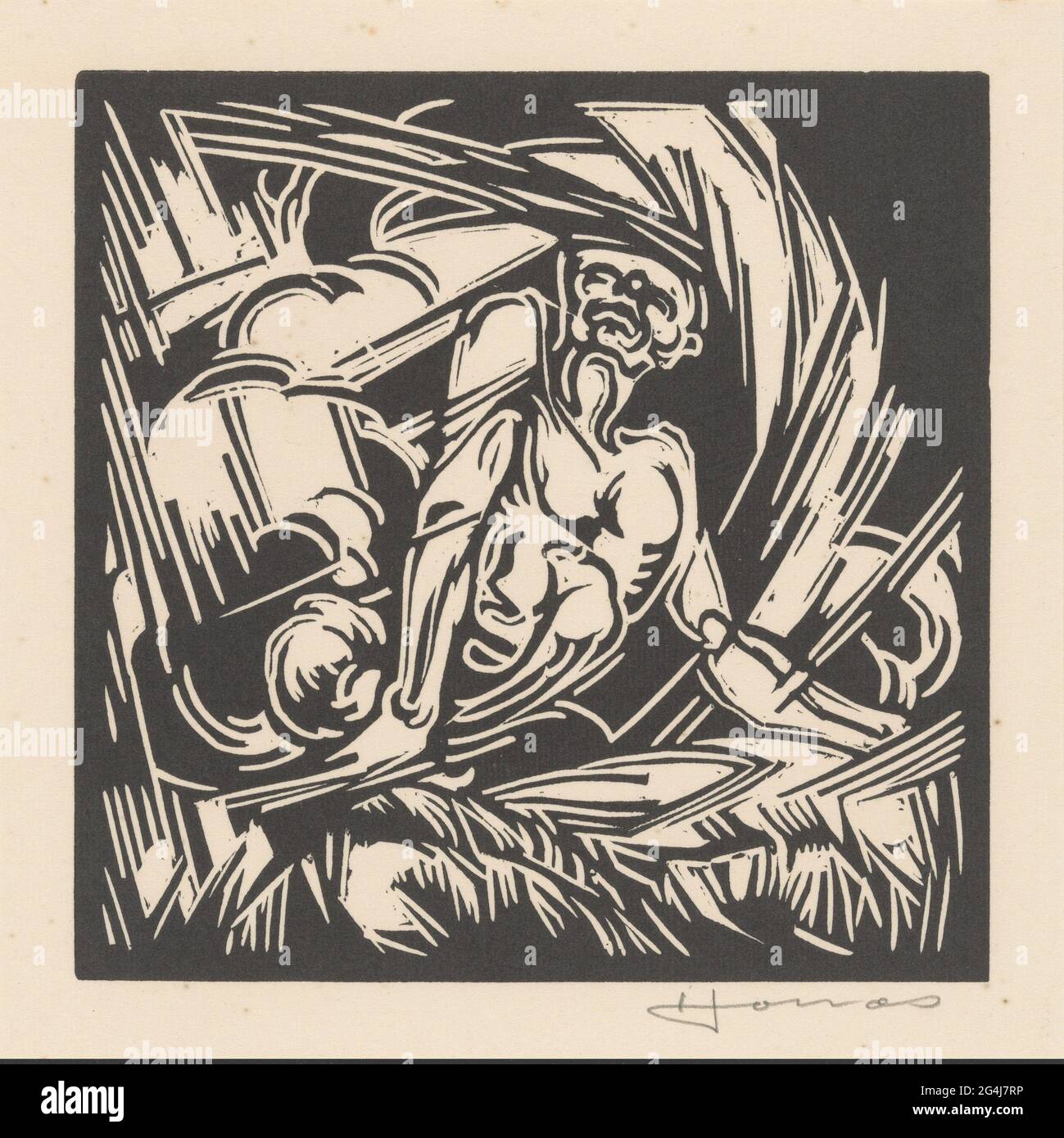 Personification of the wind. A man looks up from the clouds Stock Photo ...