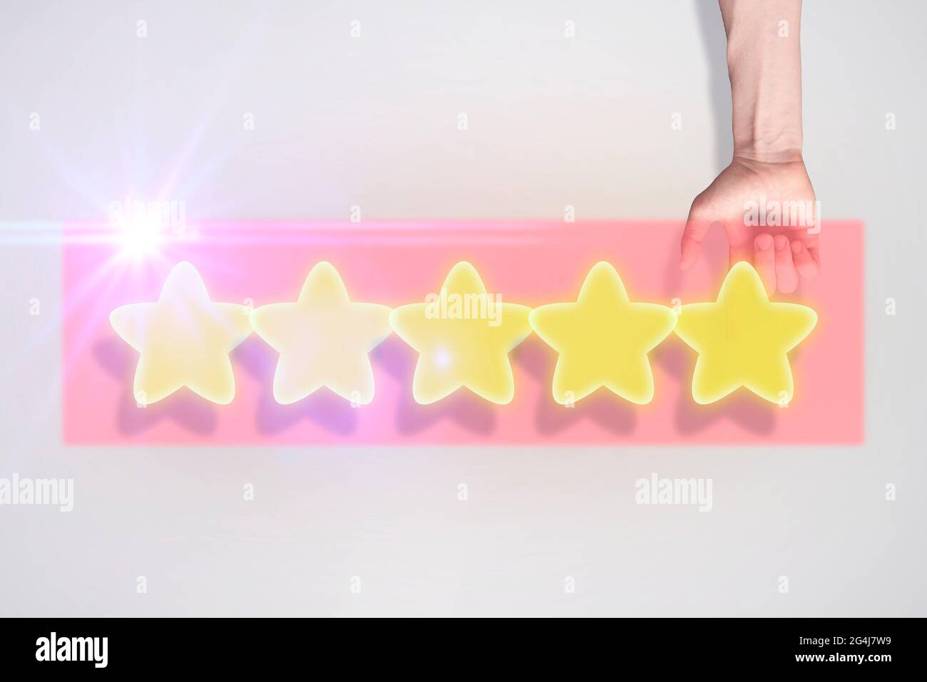 finger hand gives the five star raiting, user satisfaction concept ...