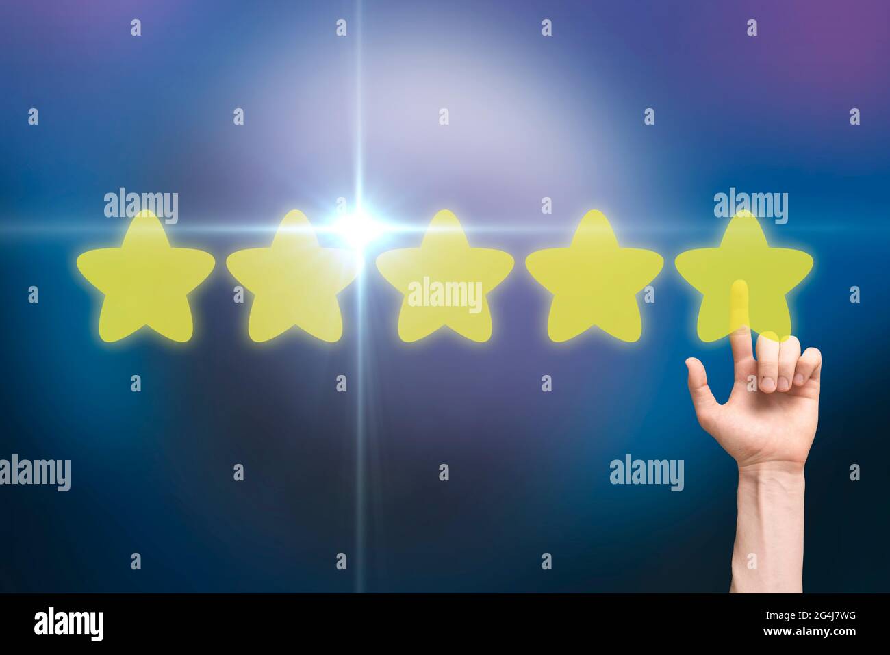 finger hand gives the five star raiting, user satisfaction concept ...