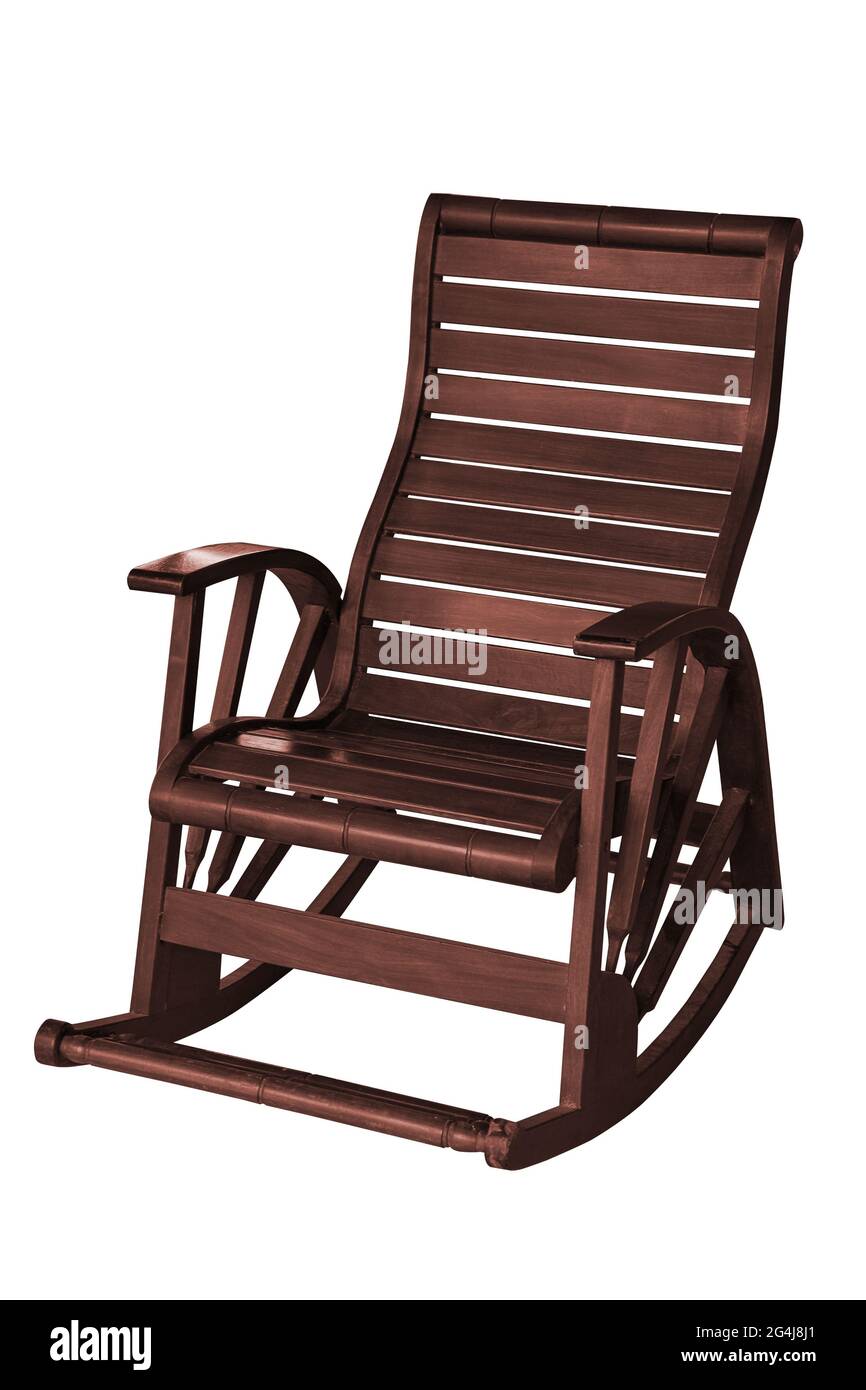 Wooden rocking chair isolated on white background work with clipping ...
