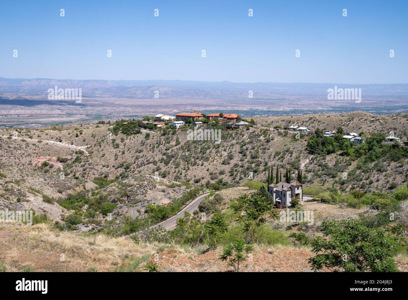 View of the Arizona landscape as seen from the city of Jerome, in the ...