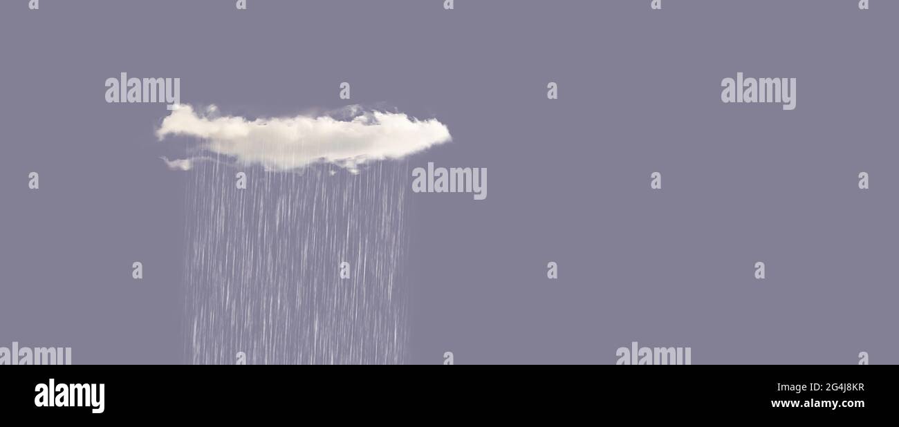 a single small coud with pouring rain in the sky, isolated small ...