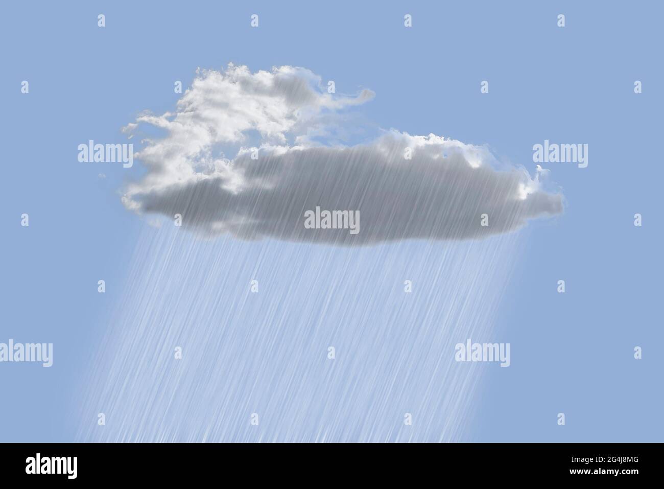 a single small coud with pouring rain in the sky, isolated small ...