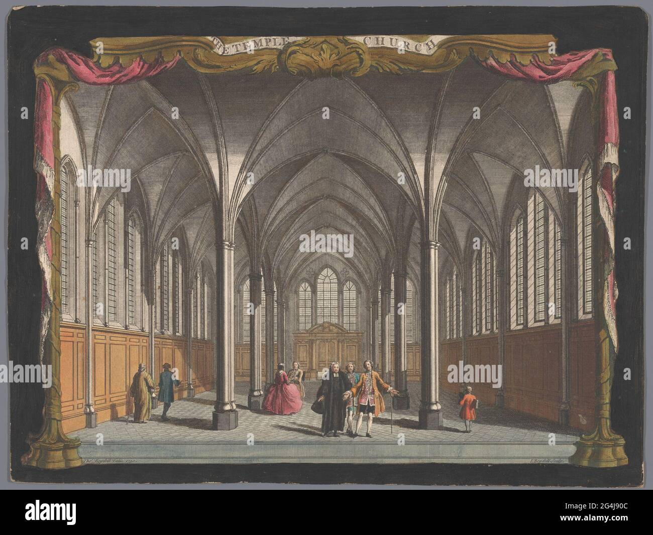 View of the interior of the Temple Church in London. In the cover three ...