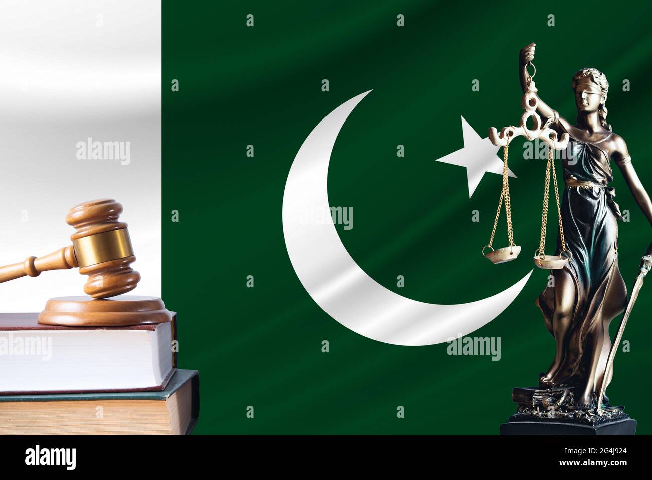 Law and justice in Pakistan. Statue of themis and the gavel of the ...