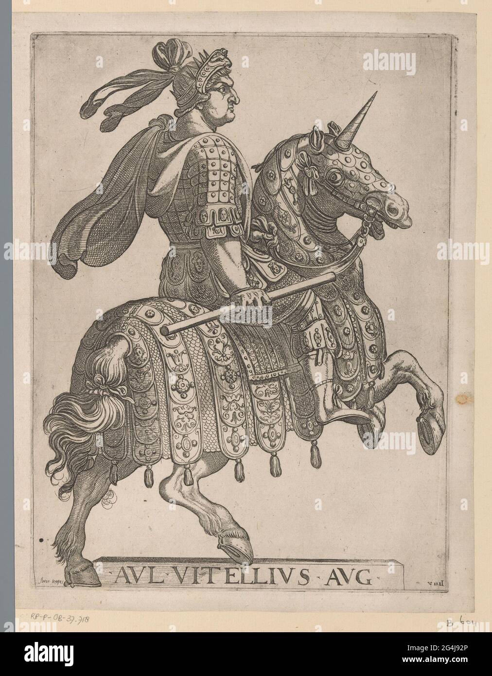 Emperor Vitellius on horseback; The first twelve Roman emperors on ...