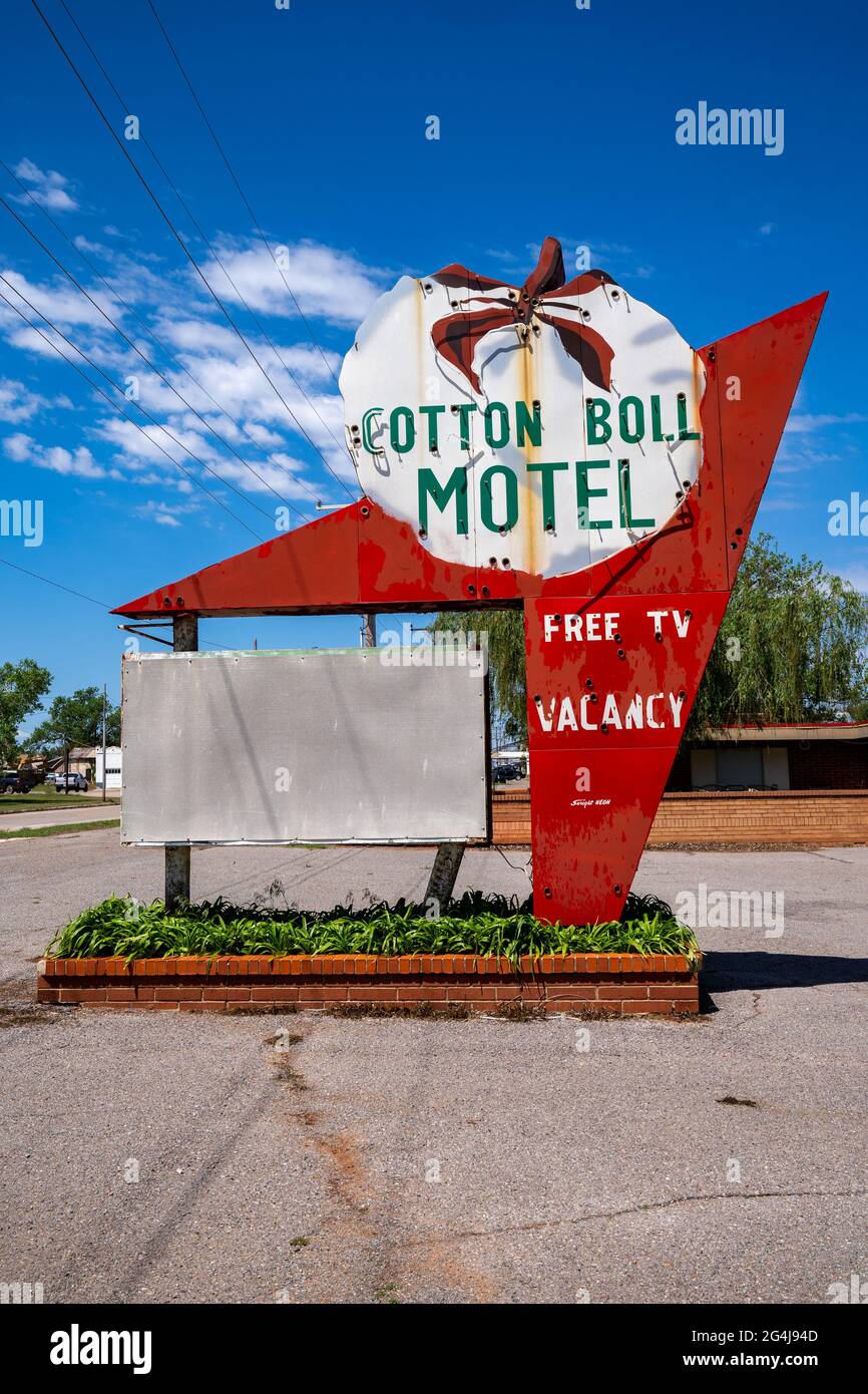 Canute, Oklaholma - May 6, 2021: Close up view of the famous Cotton ...