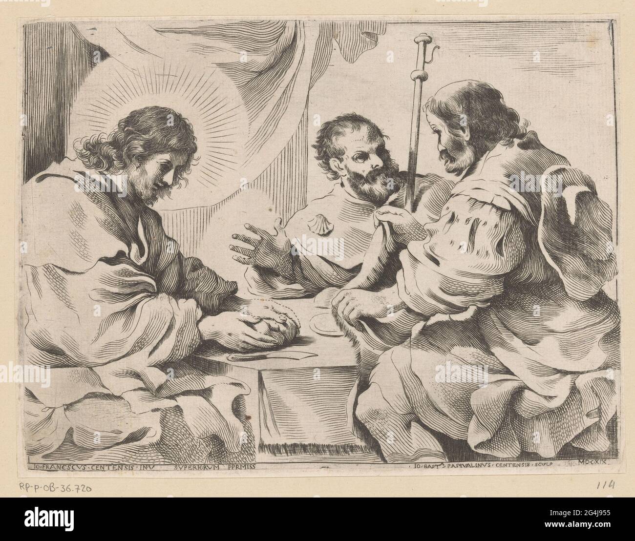 Meal in Emmaüs. Christ at the table with kleopas and possibly Peter ...