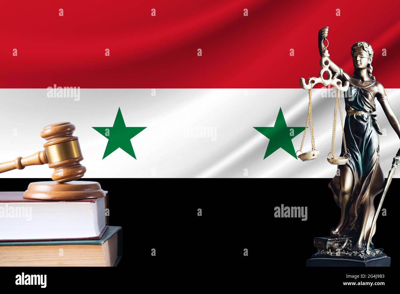 Syria flag with statue of lady justice hi-res stock photography and ...