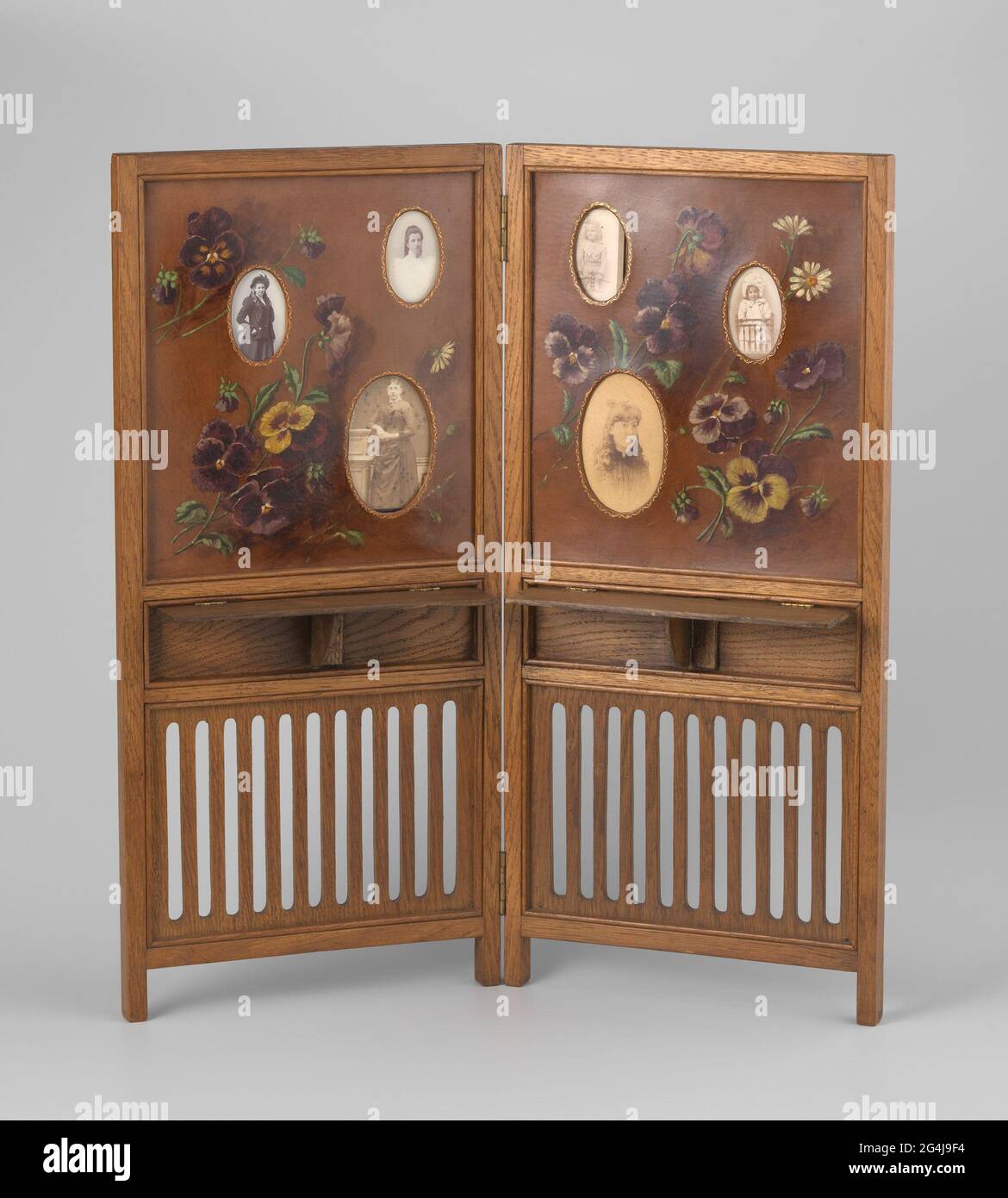 Wooden table 'room screen' with 6 cartes-de-visite. 6 Cartes-de-Visite ...