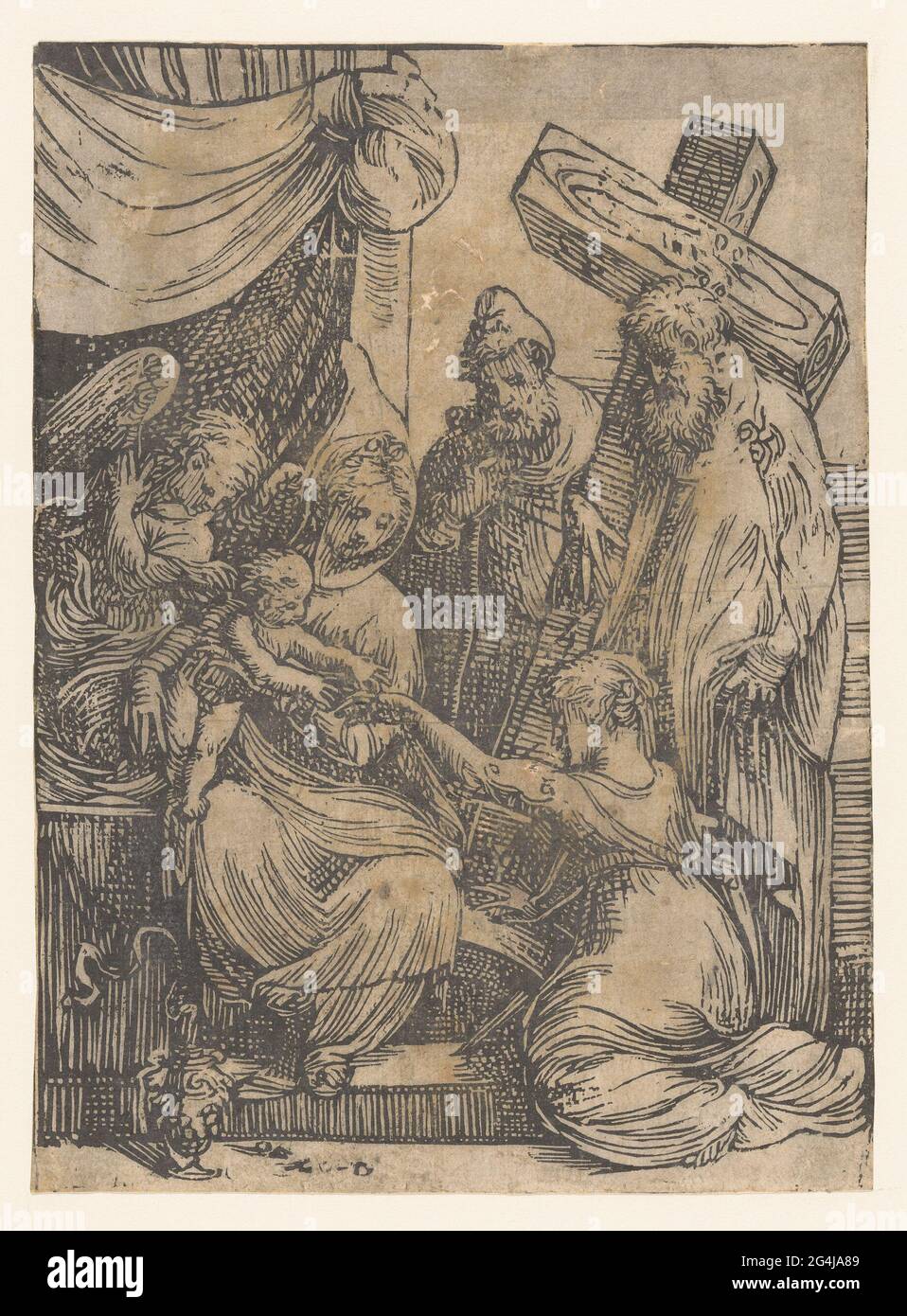 Mystical marriage of the Saint Catharina. Maria holds the Christ child ...