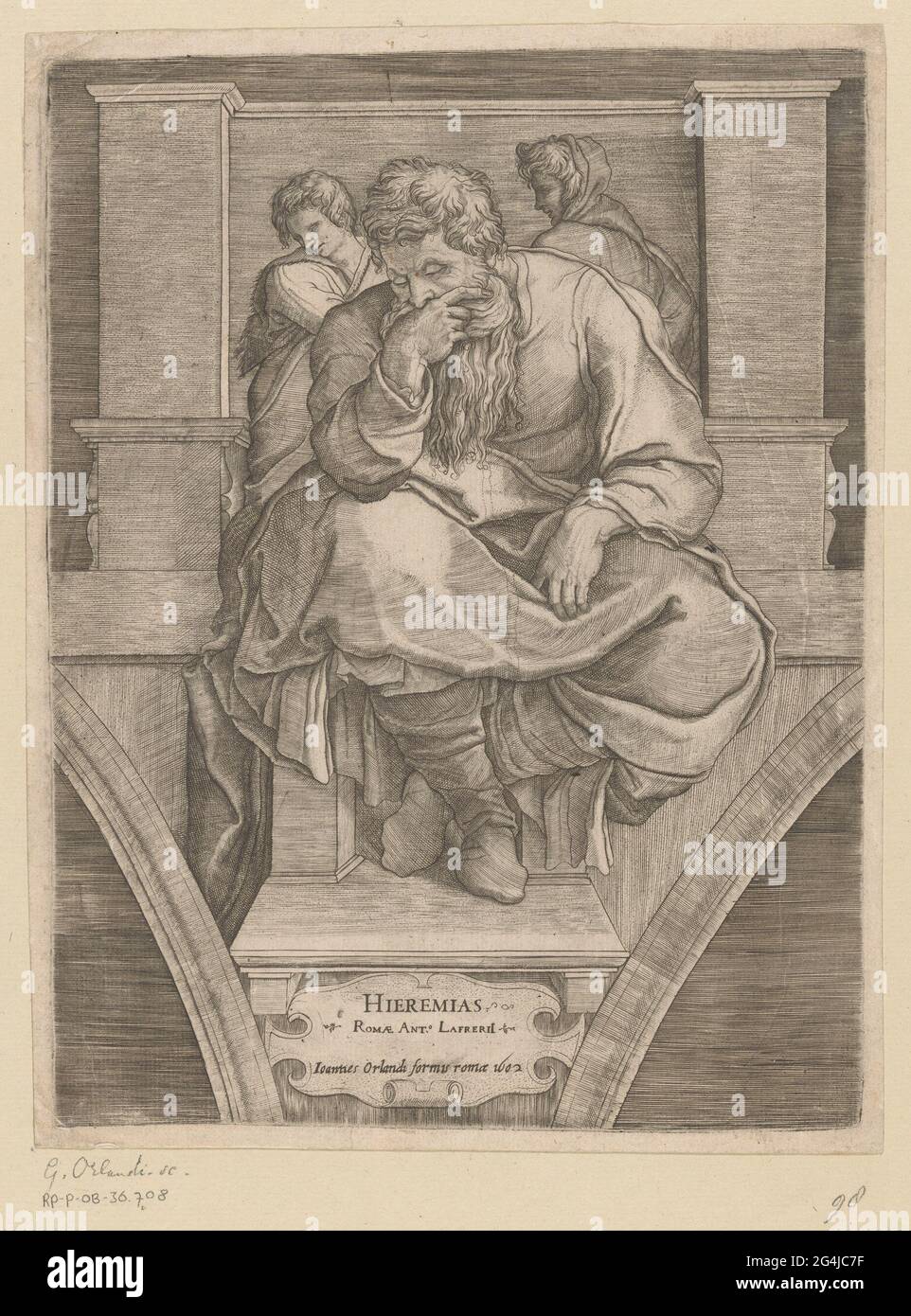 Prophet Jeremiah. Part of the vault painting by Michelangelo in the ...