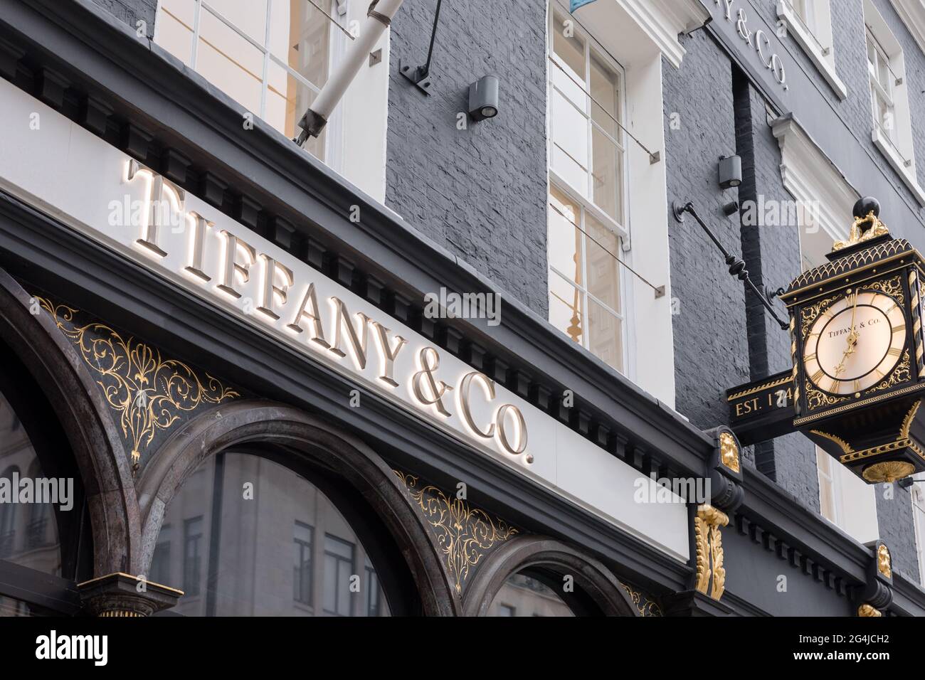 London, UK. 22nd June, 2021. Tiffany and Co logo is seen at one of ...