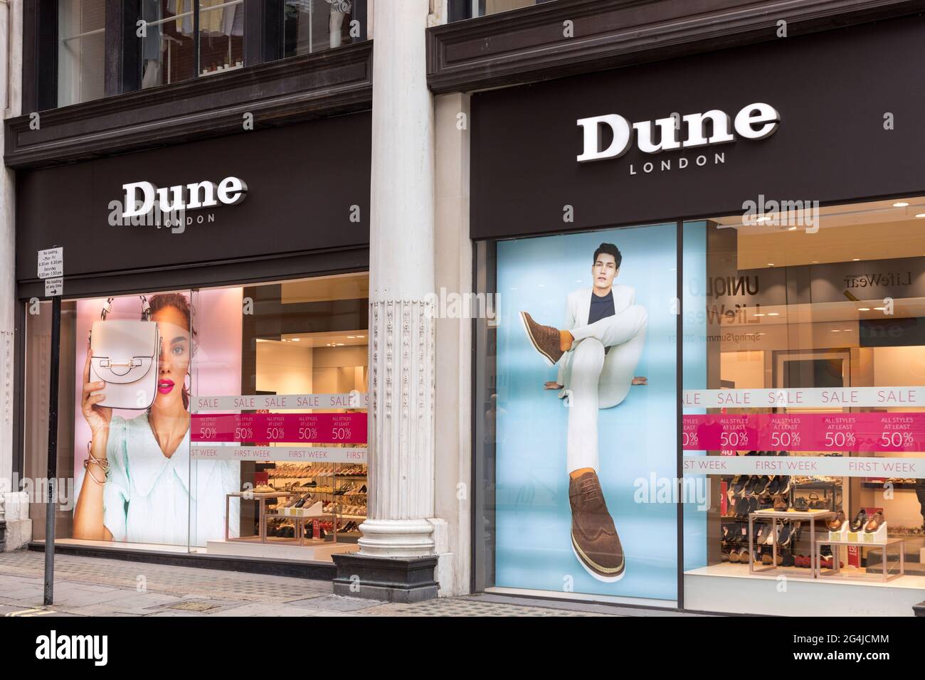 Dune logo is seen at one of their stores on Oxford Street in London ...