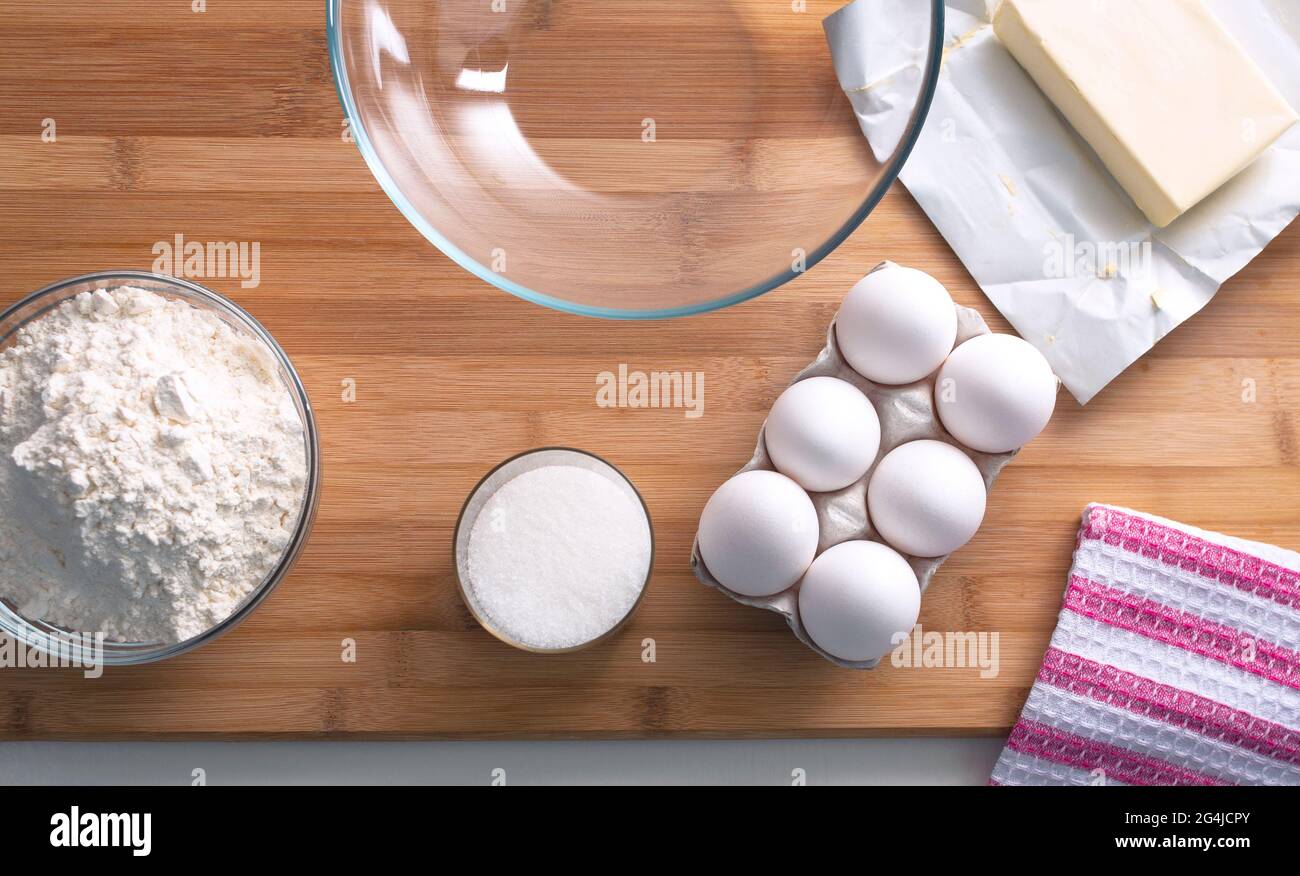 Preparation of ingredients for the preparation of the dough Stock Photo ...